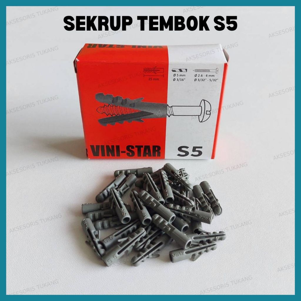 Jual Pengencang Sekrup Tembok S5 Jangkar Skrup Penahan Pengait Skrup Angkur Baut Tanam Tembok ...