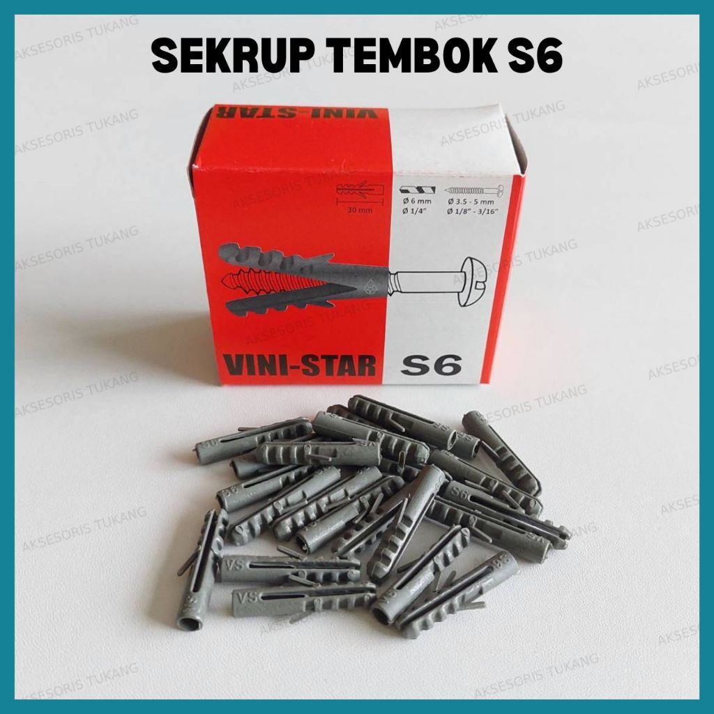 Jual Pengencang Sekrup Tembok S6 Jangkar Skrup Penahan Pengait Skrup Angkur Baut Tanam Tembok ...