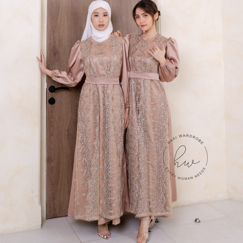 Jual HW - Mazaya Dress - Raya Collection 2001 - Brukat Satin Dress Baju ...