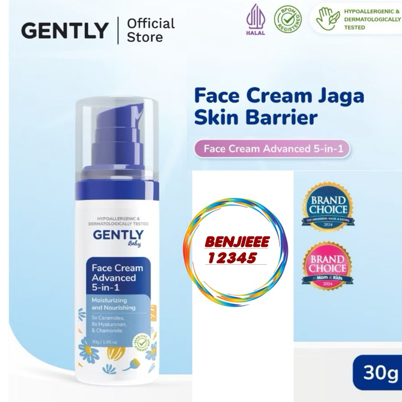 Jual GENTLY Baby Face Cream 30 gr bayi anak Advanced 5-in-1 dengan 5x ...