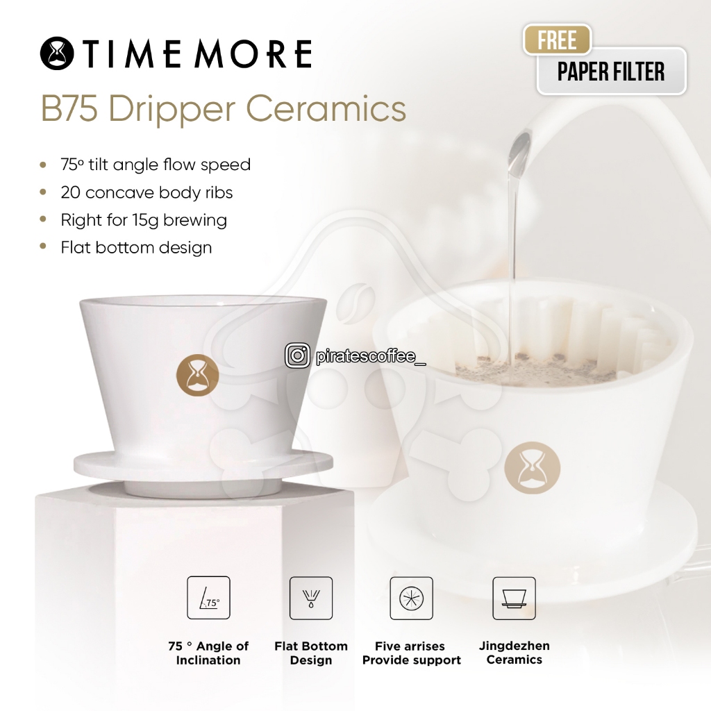 Jual Timemore Coffee Dripper 01 Wave B75 Ceramic | Dripper Kopi V60 ...