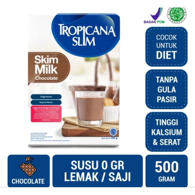 Jual Tropicana Slim Milk Skim Chocolate 500 g - Tropicana Slim Susu Skim Chocolate - Susu Skim ...