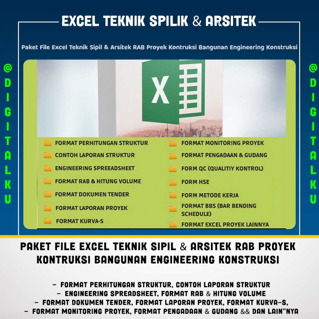 Jual Paket File Excel Teknik Sipil & Arsitek RAB Proyek Kontruksi ...