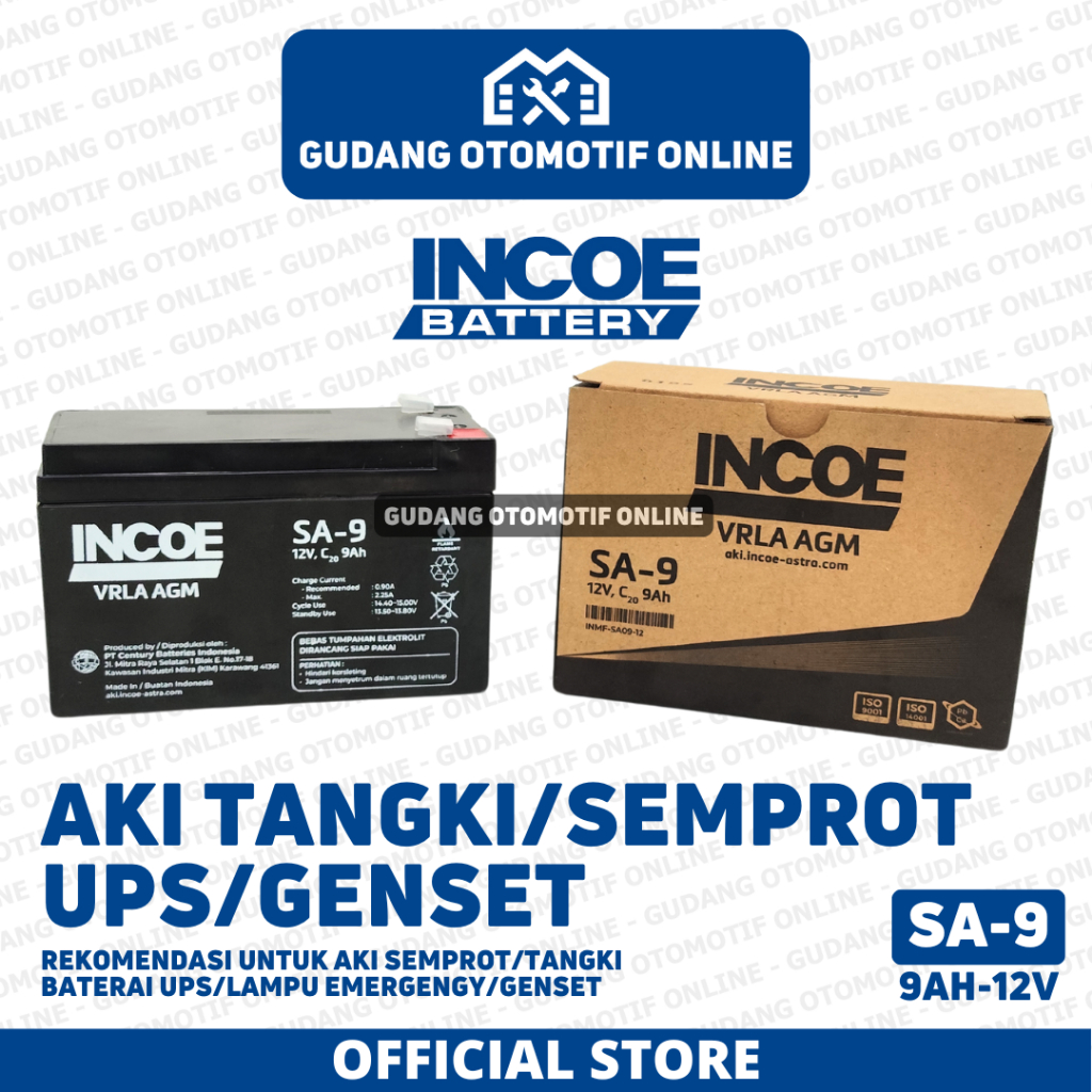 Jual Aki Incoe SA-9 MF 9Ah 12V Aki Tangki Sprayer Semprot UPS Genset Mainan Anak | Shopee Indonesia