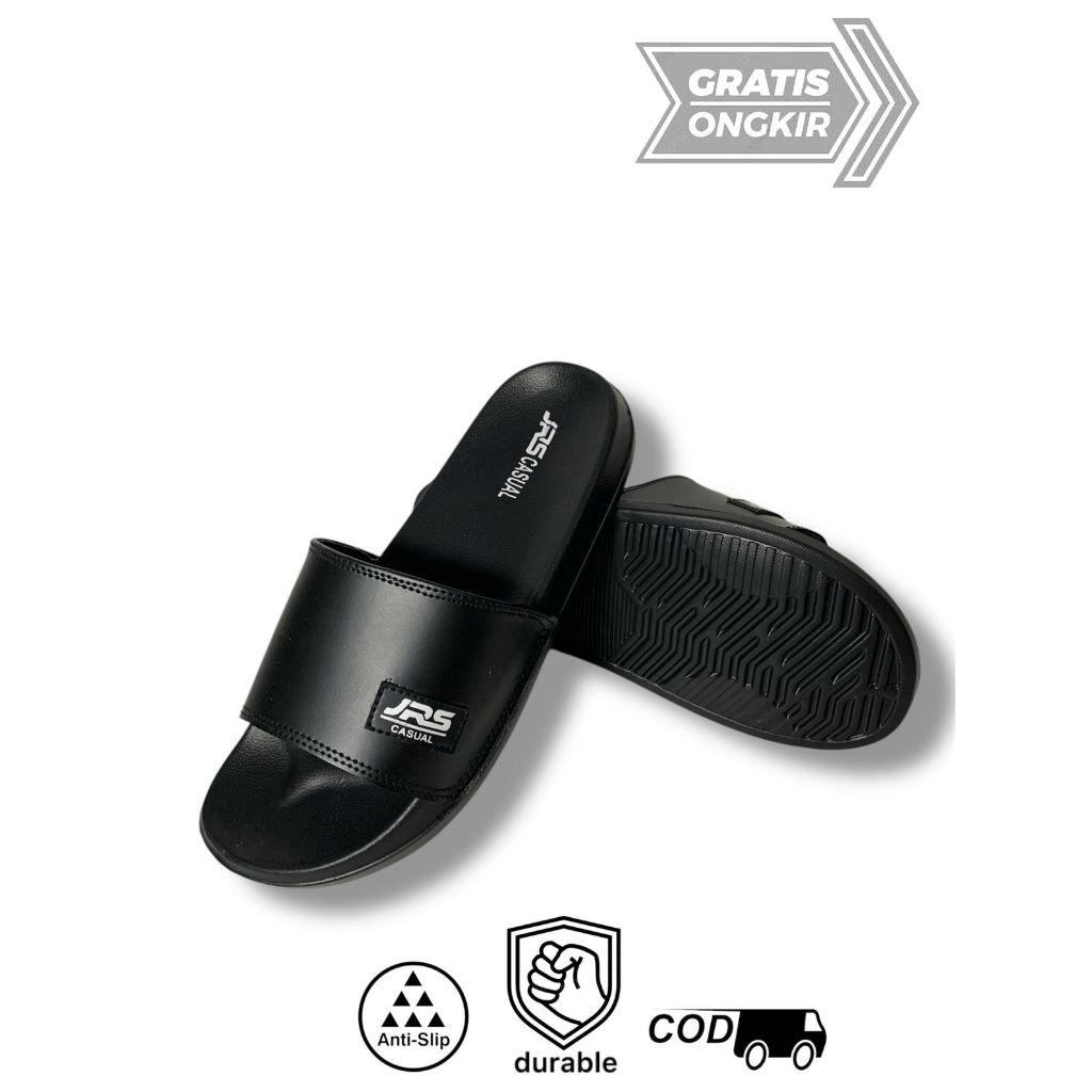 Jual Sandal slip on pria sandal slide slop pria sandal polos pria hitam ...