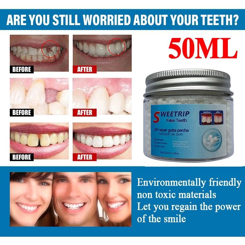 Jual Gigi Palsu Sementara 50g ISI 1.500 BUTIR Penambal Gigi Temptooth ...