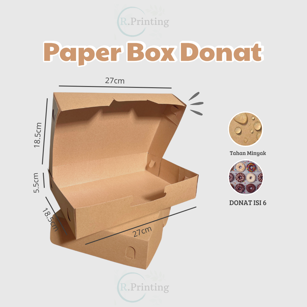 Jual BOX DUS DONAT ISI 6 ATAU KUE - MOTIF POLOS - KRAFT 290 GSM ...