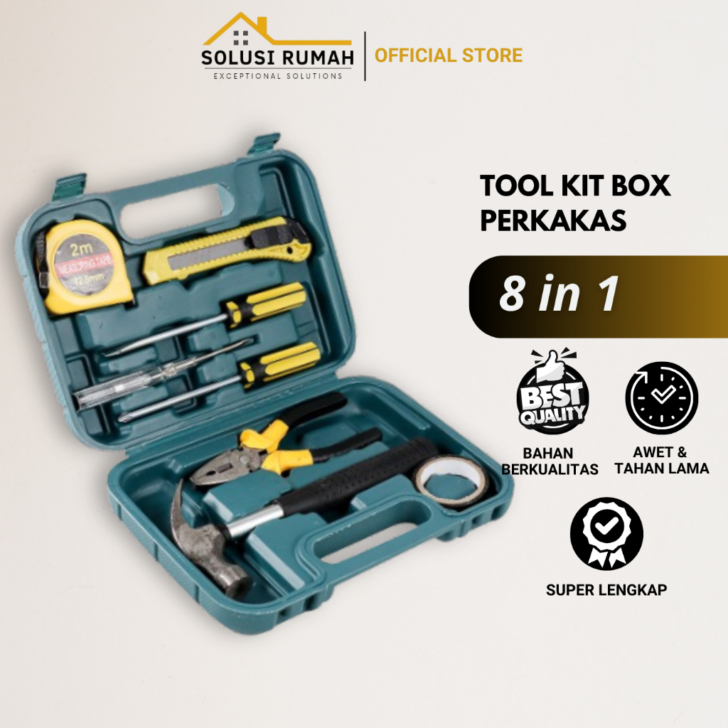 Jual Tool Kit Set Tool Box Perkakas Palu Tang Obeng Cutter Alat Tukang ...