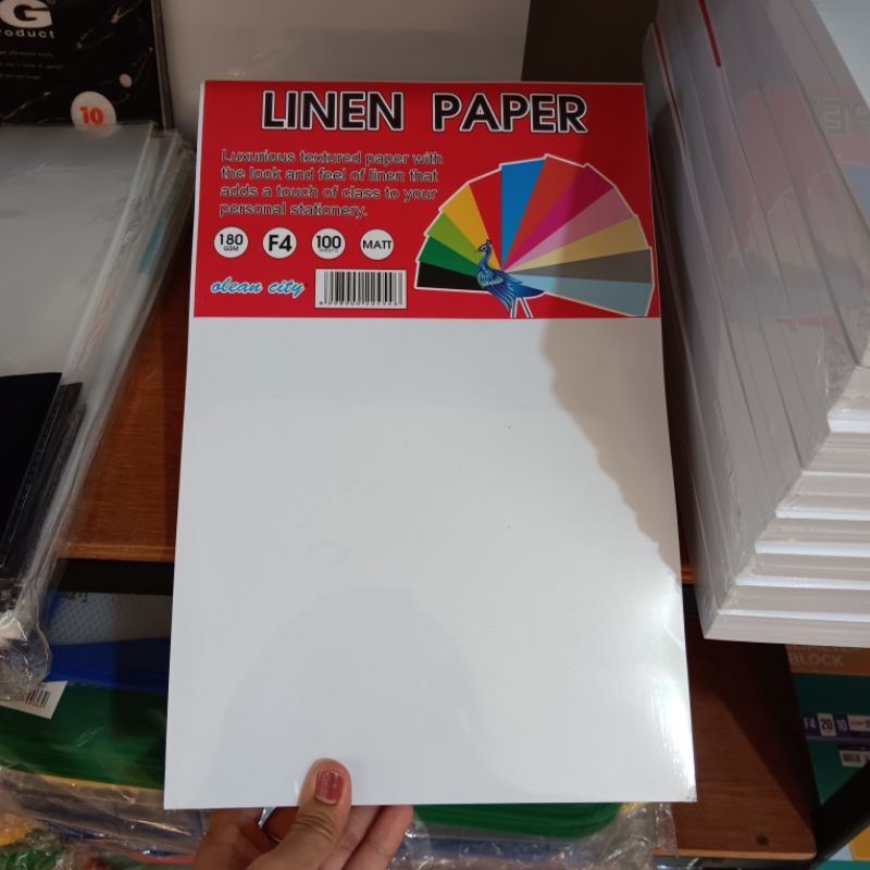 Jual 1 Pak ISI 100 lbr KERTAS LINEN Putih 180 Gram F4 PREMIUM Tebal ...
