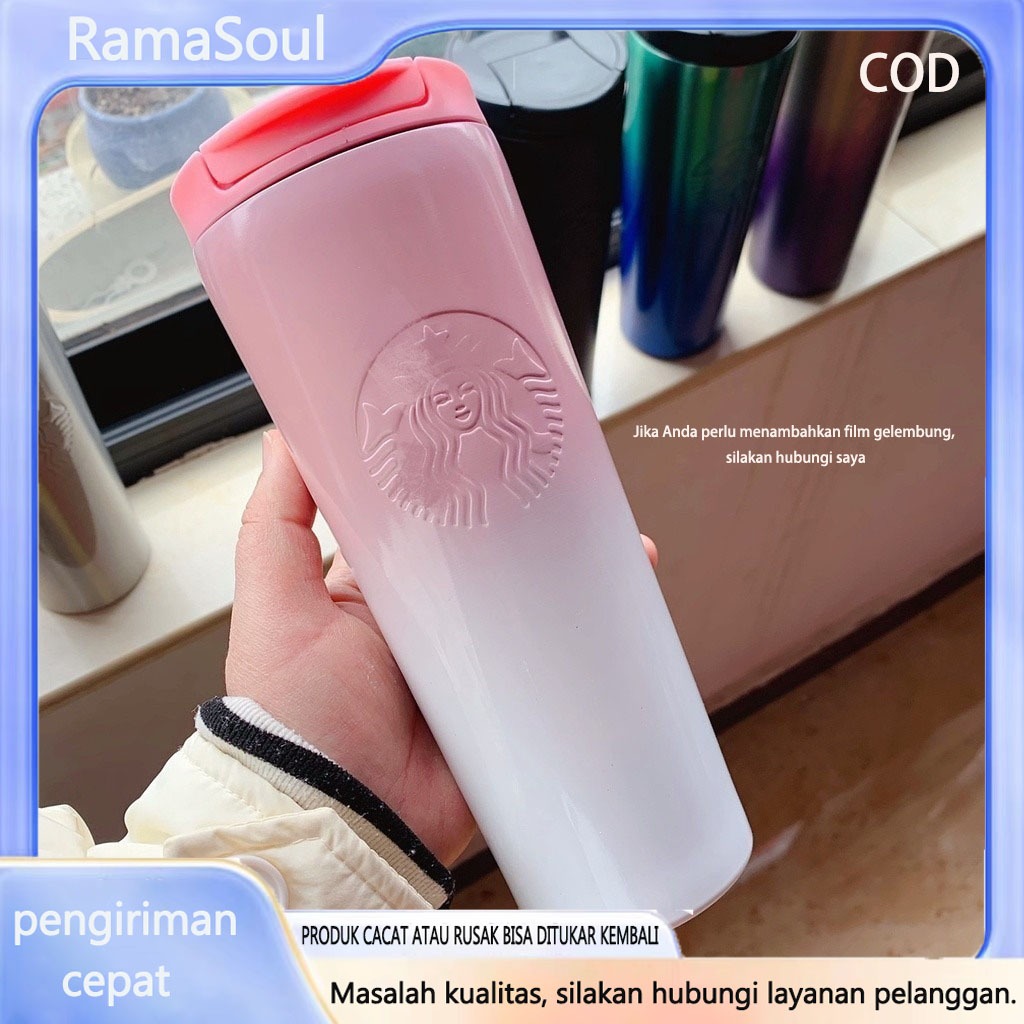 Jual Gelas termos Starbucks 473ml stainless steel tahan aus berwarna ...