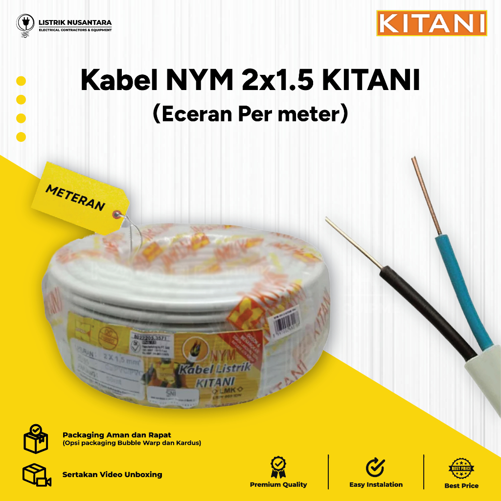 Jual Kabel NYM 2x1.5 2 x 1,5 KITANI Eceran Per meter | Kabel Tembaga ...
