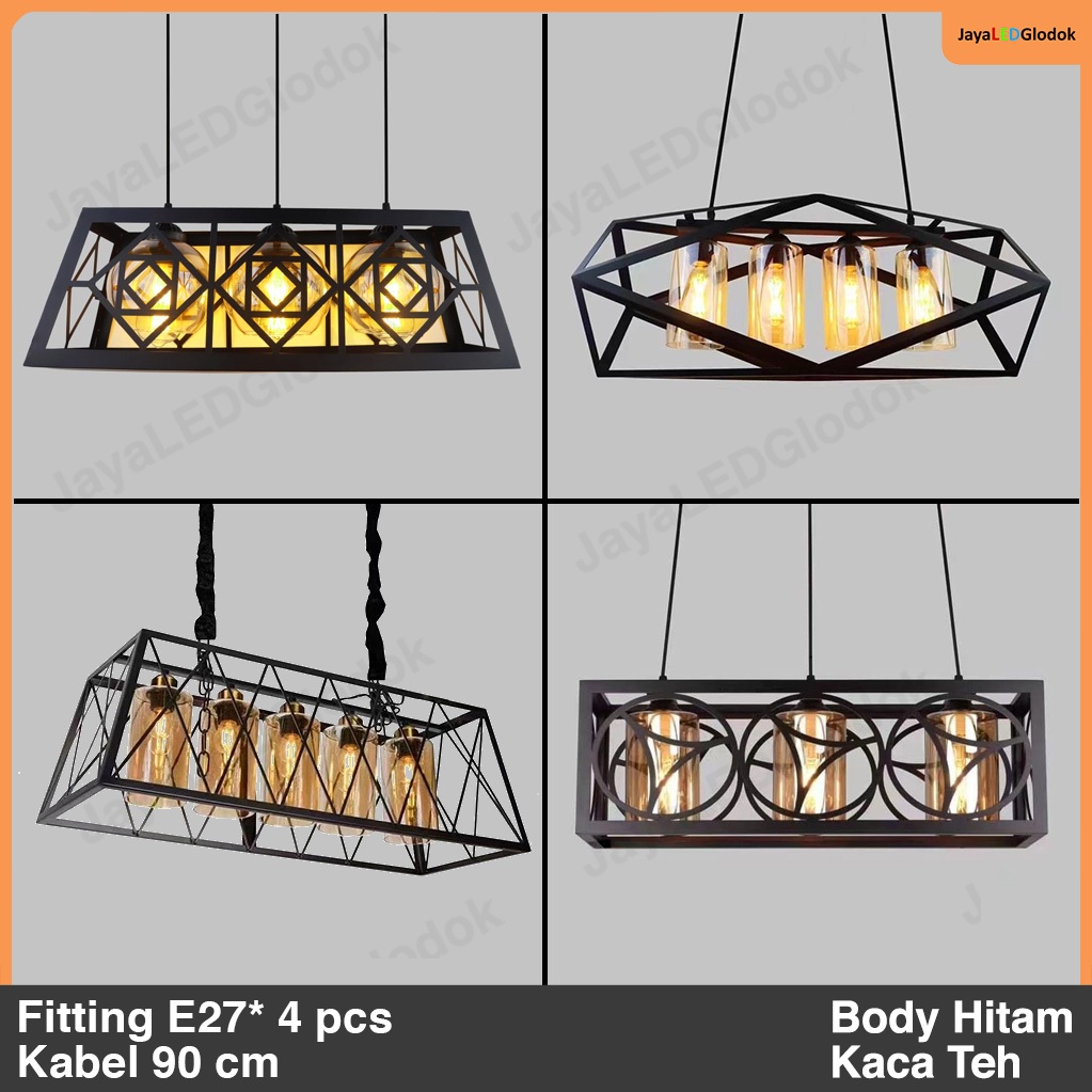 Jual Lampu Gantung Industrial Minimalis Ruang Makan Kitchen Island Vintage Black Hitam 03 ...