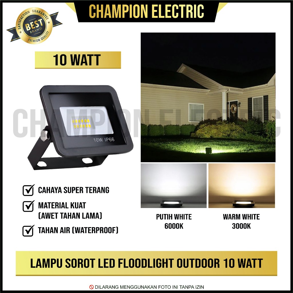 Jual Lampu Sorot LED Outdoor 10W - Tembak Terang Tahan Air Taman, Halaman, Lapangan | Shopee ...