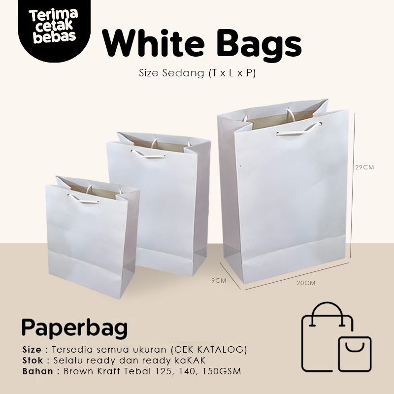 Jual (ALL SIZE) Paper Bag Putih Kertas LINER / Paperbag Kado Baju, Kaos ...