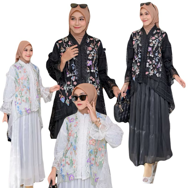 Jual Atasan kebaya wanita full furing clair top /tunic blouse haide ...