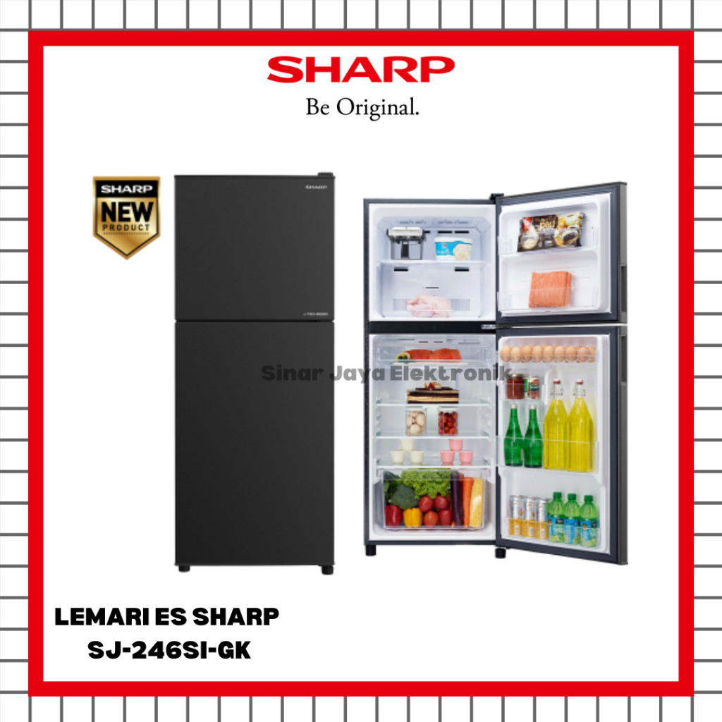 Jual LEMARI ES / KULKAS SHARP 2 PINTU SJ-246SI-GK 205 LITER INVERTER | Shopee Indonesia