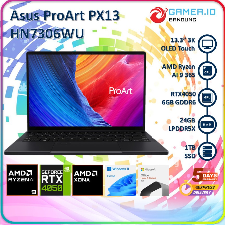 Jual ASUS PROART PX13 HN7306WU RYZEN AI 9 365 RTX4050 24GB 1TB 13.3" 3K ...