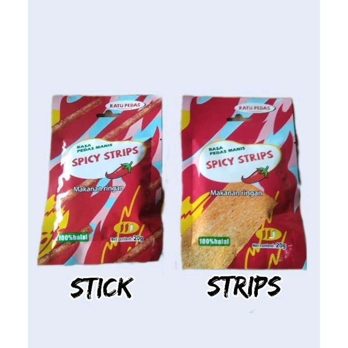 Jual [HALAL]Spicy strips pedas manis stick & strips(dendeng) 20pcs ...