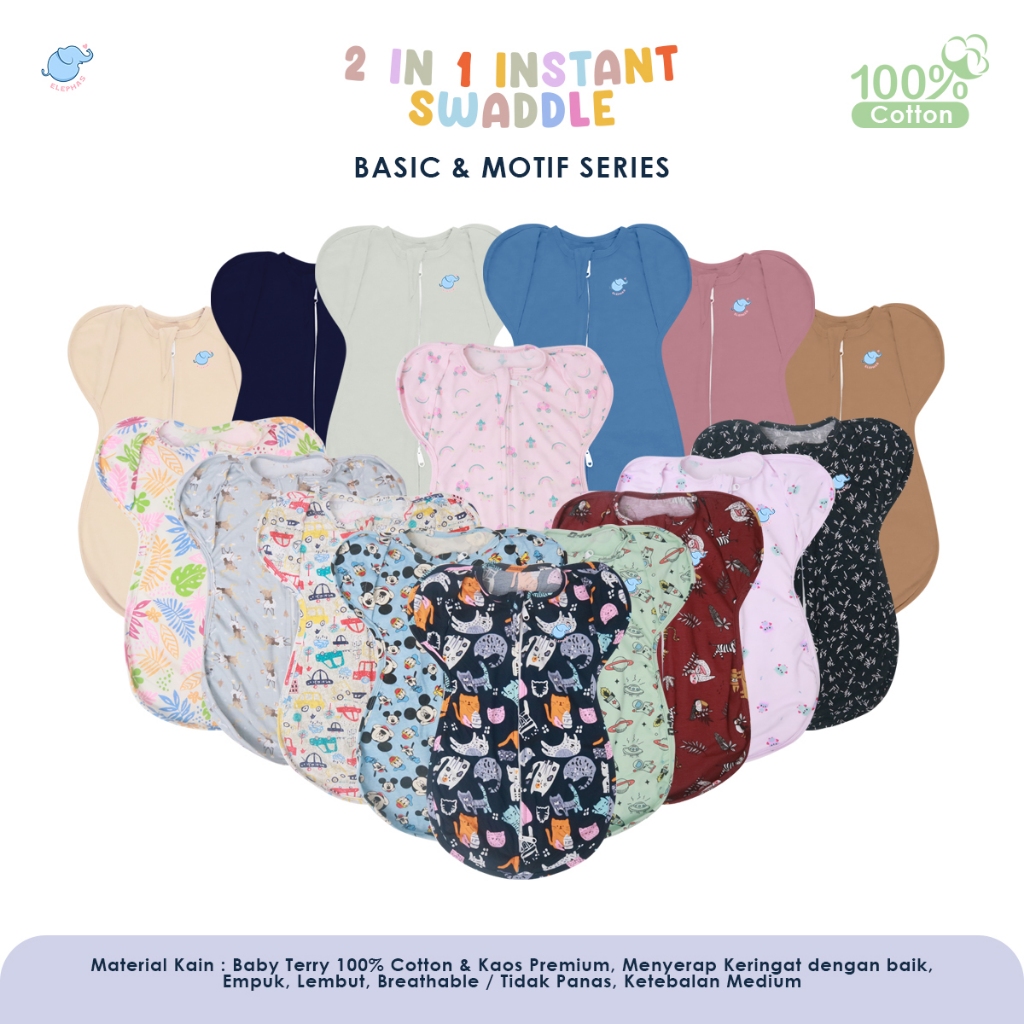 Jual Elephas 2 in 1 Instant Swaddle - Bedong Bayi Newborn Instant 2in1 ...