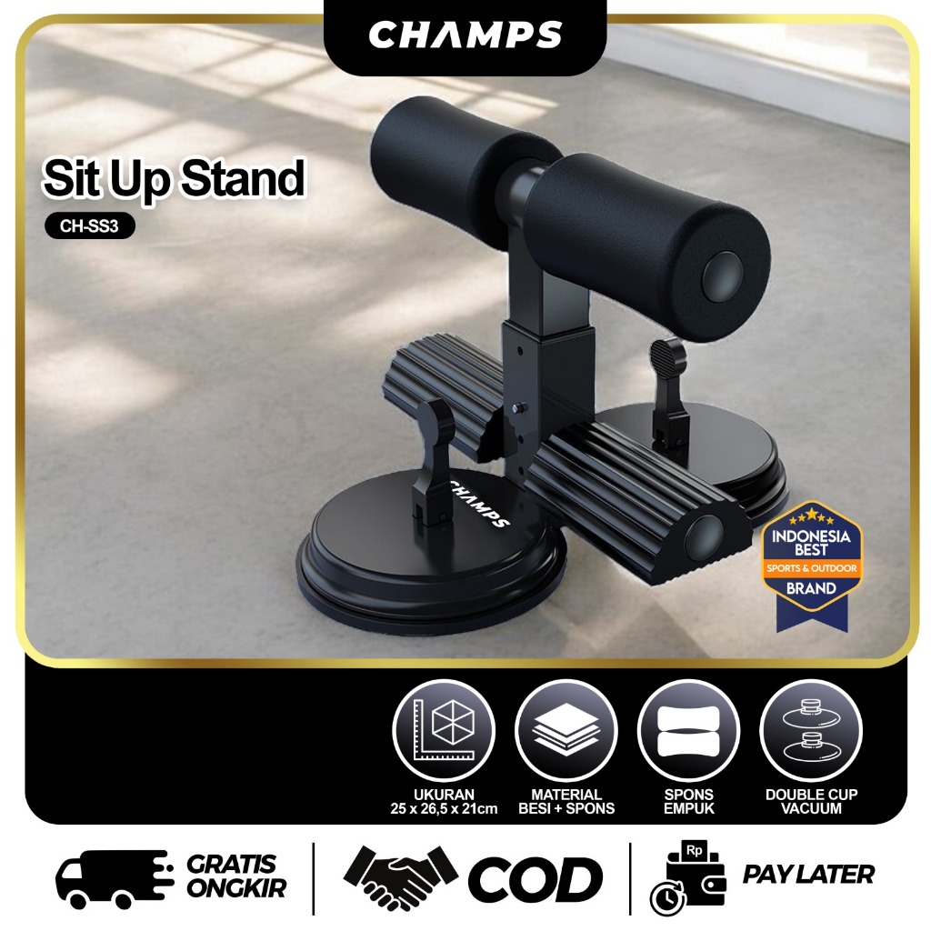 Jual CHAMPS Sit Up Stand Double Vacuum | Penahan Kaki Vakum Dobel | Alat Bantu Latihan Otot ...