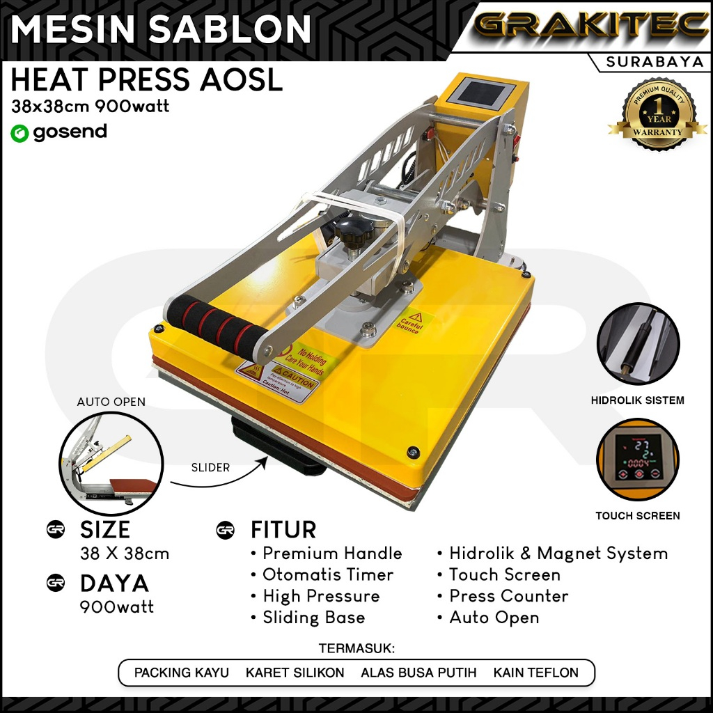 Jual Mesin Press Sablon Kaos 38x38 AOSL OTOMATIS Auto Open Sliding ...
