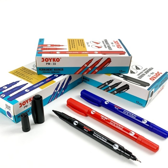 Jual Joyko Spidol Marker Permanent Dual Tip Warna PM 31-33 Original (1 ...