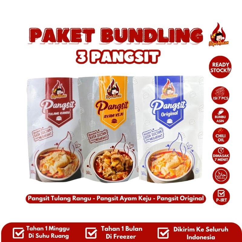 Jual Pangsit Bundling 3 Varian Nyai Mercon (Pangsit Ayam keju, Original ...