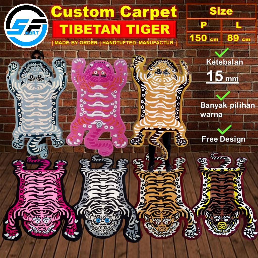 Jual Custom Karpet Tibetan Tiger Rugs Size 150x89 cm / karpet custom ...