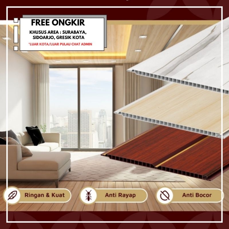 Jual HARGA PER LEMBAR PLAFON/PLAFOND PVC PANJANG 4 METER BANYAK MOTIF ...