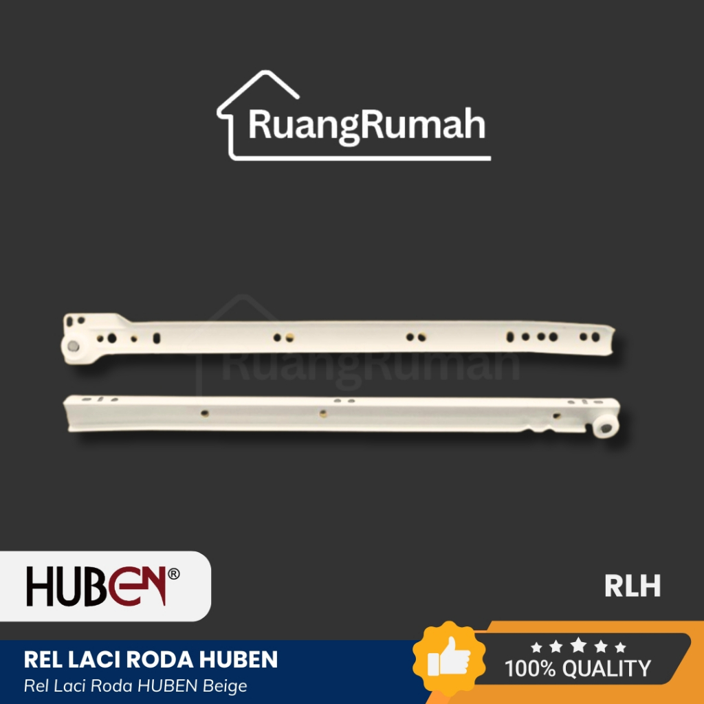 Jual (1 Pasang) Rel Laci Roda Furniture Drawer Slide HUBEN Cream Putih ...