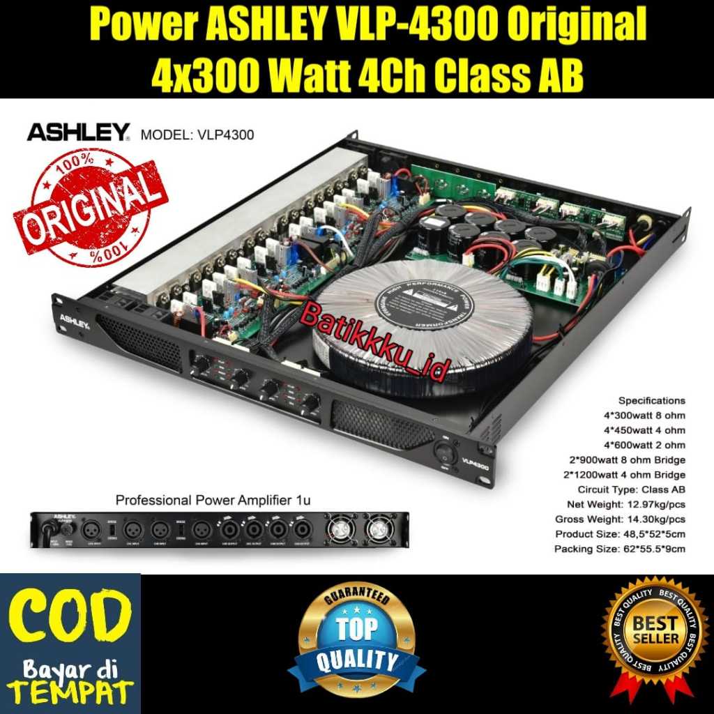 Jual Power ASHLEY VLP 4300 VLP4300 Original 4 x 300 Watt 4Ch Class AB | Shopee Indonesia