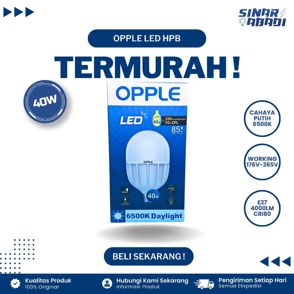 Jual Opple LED HPB 40W E27 6500K (Putih) | Shopee Indonesia