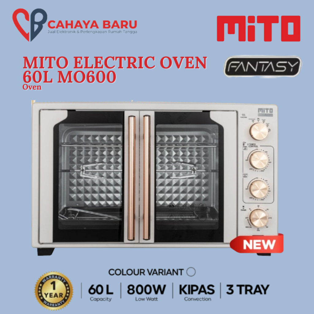 Jual MITO Oven Listrik Fantasy 60L MO-600 / Electric Oven MO600 Double ...