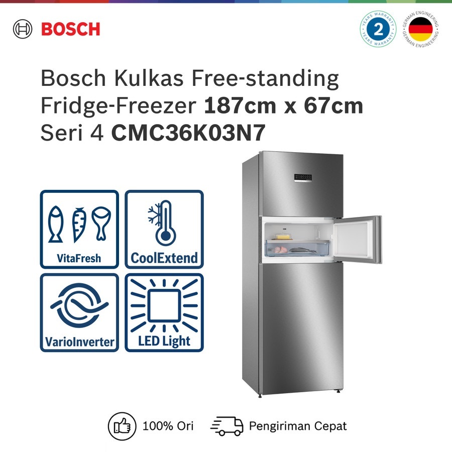 Jual Bosch CMC36K03N7 Kulkas Free-standing Fridge-Freezer 187x67cm Seri ...