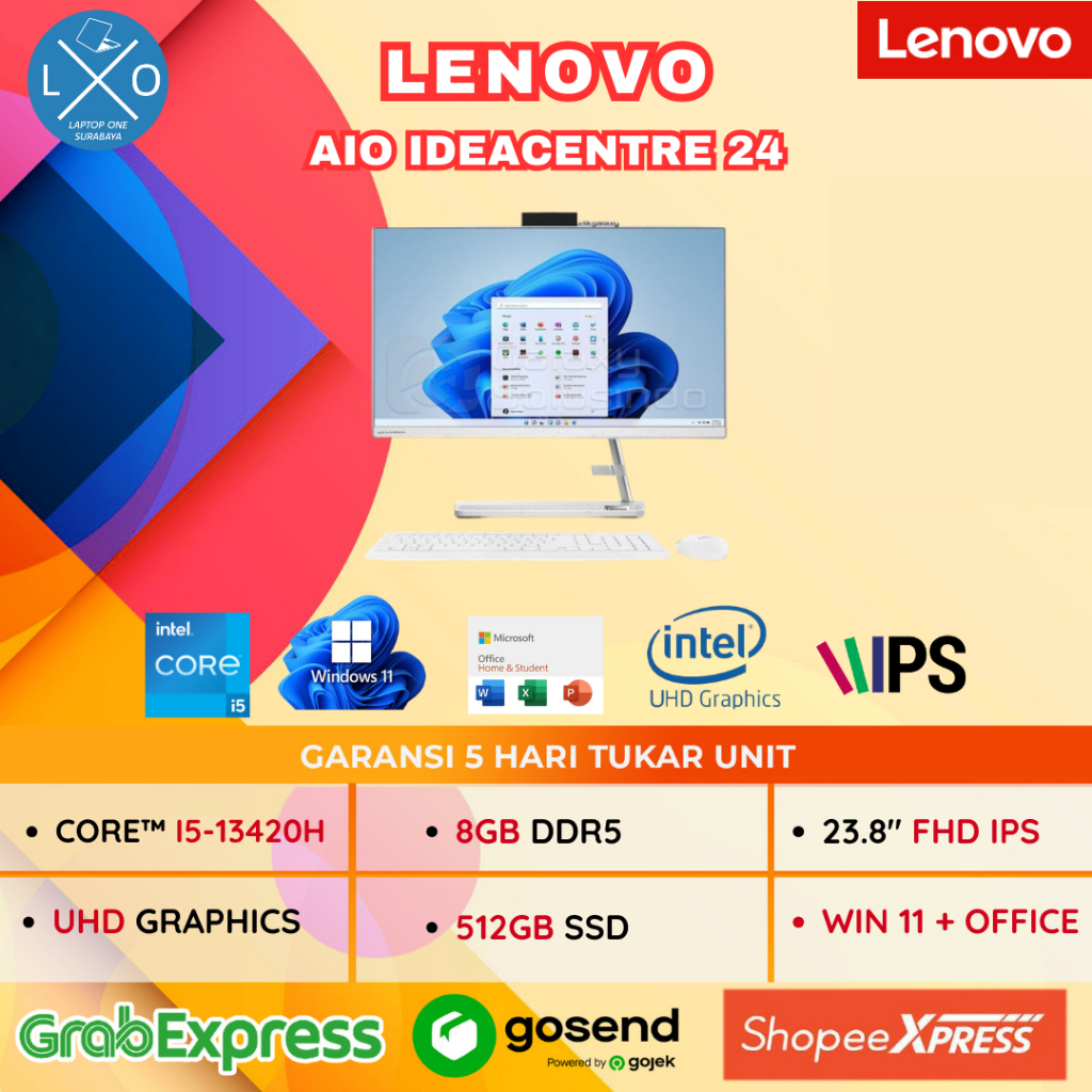 Jual LENOVO AIO IDEACENTRE 24 I5 13420H 8GB 512GB W11+OHS 23.8FHD TOUCH ...