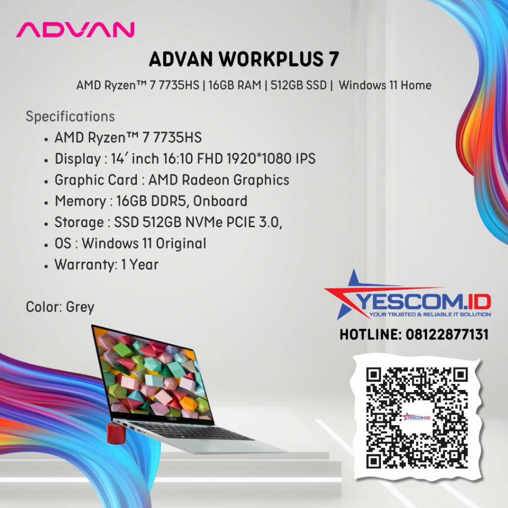 Jual ADVAN WORKPLUS /Ryzen 7-7735HS/16GB/512GB SSD | Shopee Indonesia