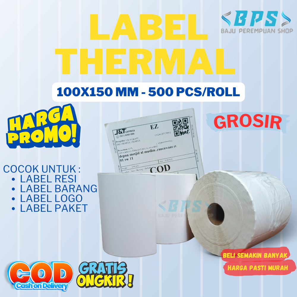 Jual Kertas Thermal 100x150 ROLL Label Sticker Barcode A6 500pcs | Shopee Indonesia