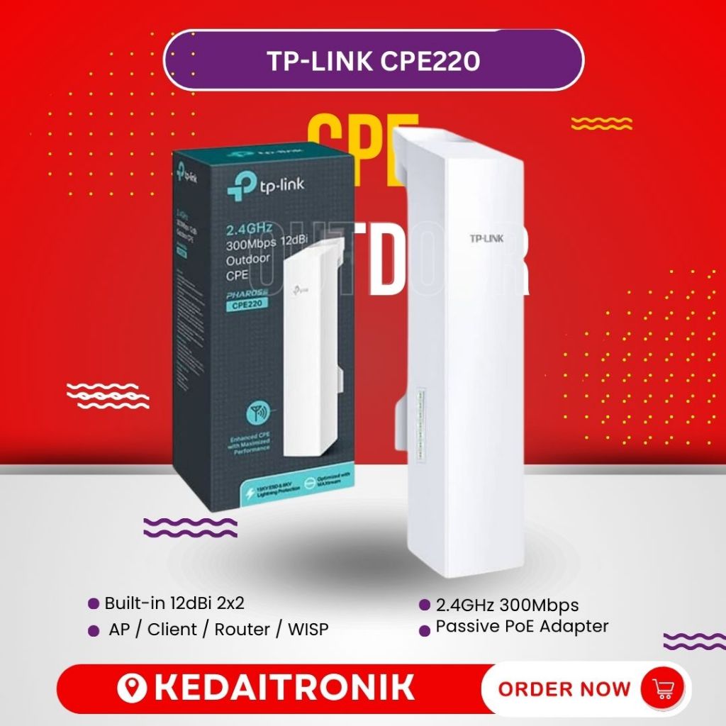 Jual TP LINK CPE220 2.4GHz Outdoor Access Point CPE 220 TPLINK Long ...