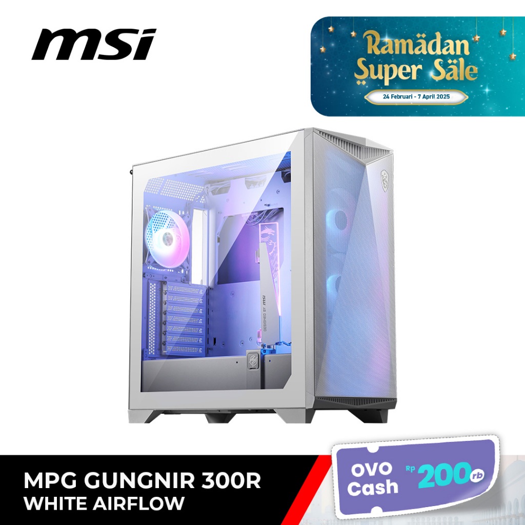 Jual Casing PC MSI GUNGNIR 300R AIRFLOW ATX, Tempered Glass Gaming Case ...