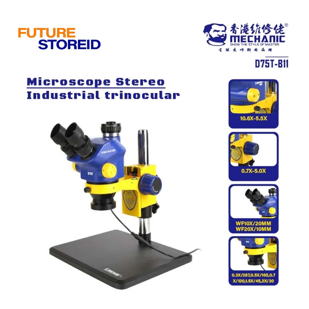 Jual MECHANIC D75T-B11 Microscope Stereo Industrial Trinocular Original ...