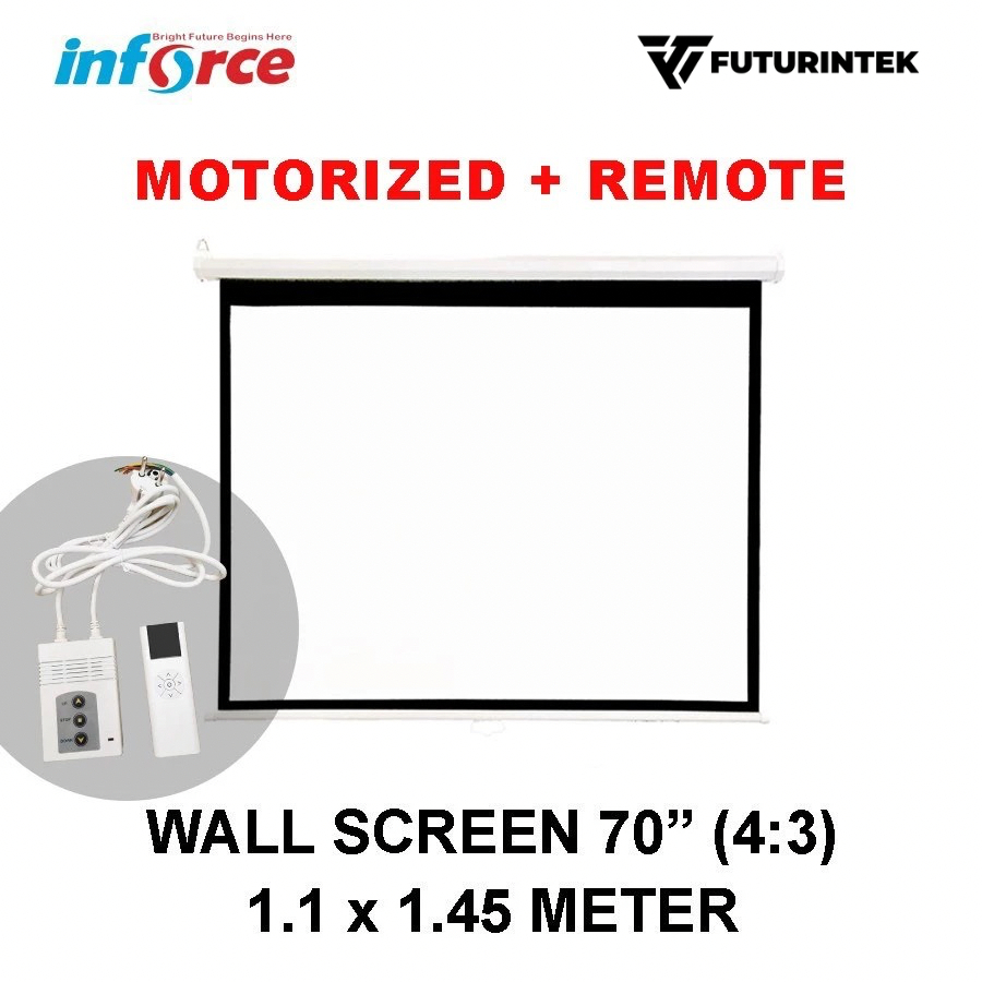 Jual INFORCE Wall Screen Projector Motorized Remote 70 Inch 4:3 Layar ...