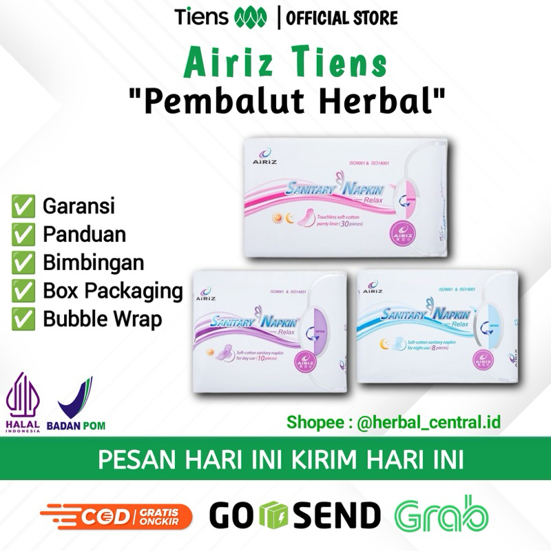 Jual Airiz Tianshi Pembalut Herbal Day Night Panty liner Original tiens ...