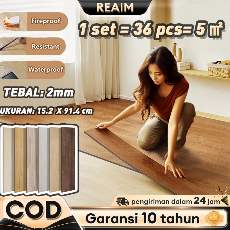 Jual Reaim 36 Pcs Floor Vinyl Lantai Stiker Kayu Parquet Dengan Lem Sticker PVC High Quality ...