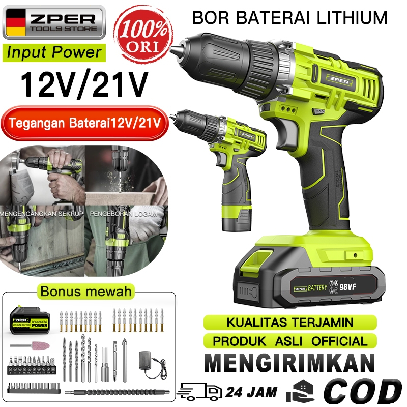 Jual 【ZPER 】Bor Listrik baterai cordless mesin bor listrik mini 10mm ...
