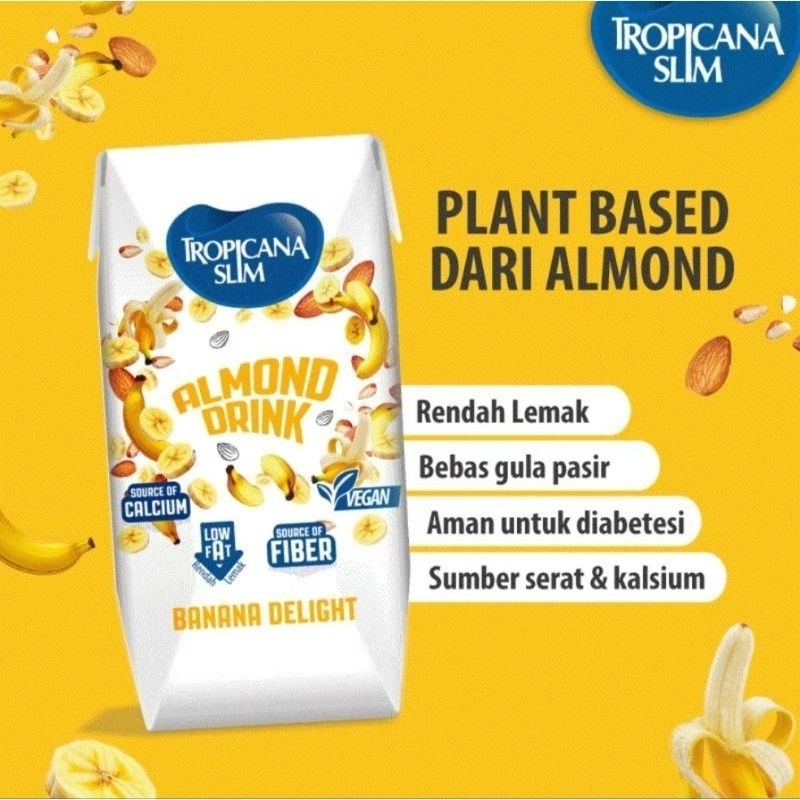 Jual TROPICANA SLIM ALMOND DRINK BANANA DELIGHT ISI 4 PCS | Shopee Indonesia