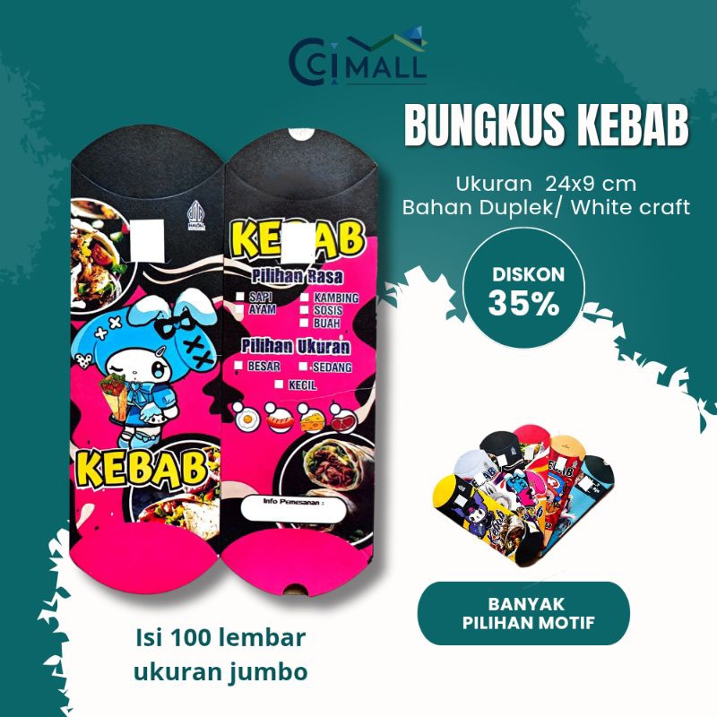 Jual Bungkus Kebab / Kertas Kebab / Box Kebab 100 Lembar 24x9cm - Cocok ...