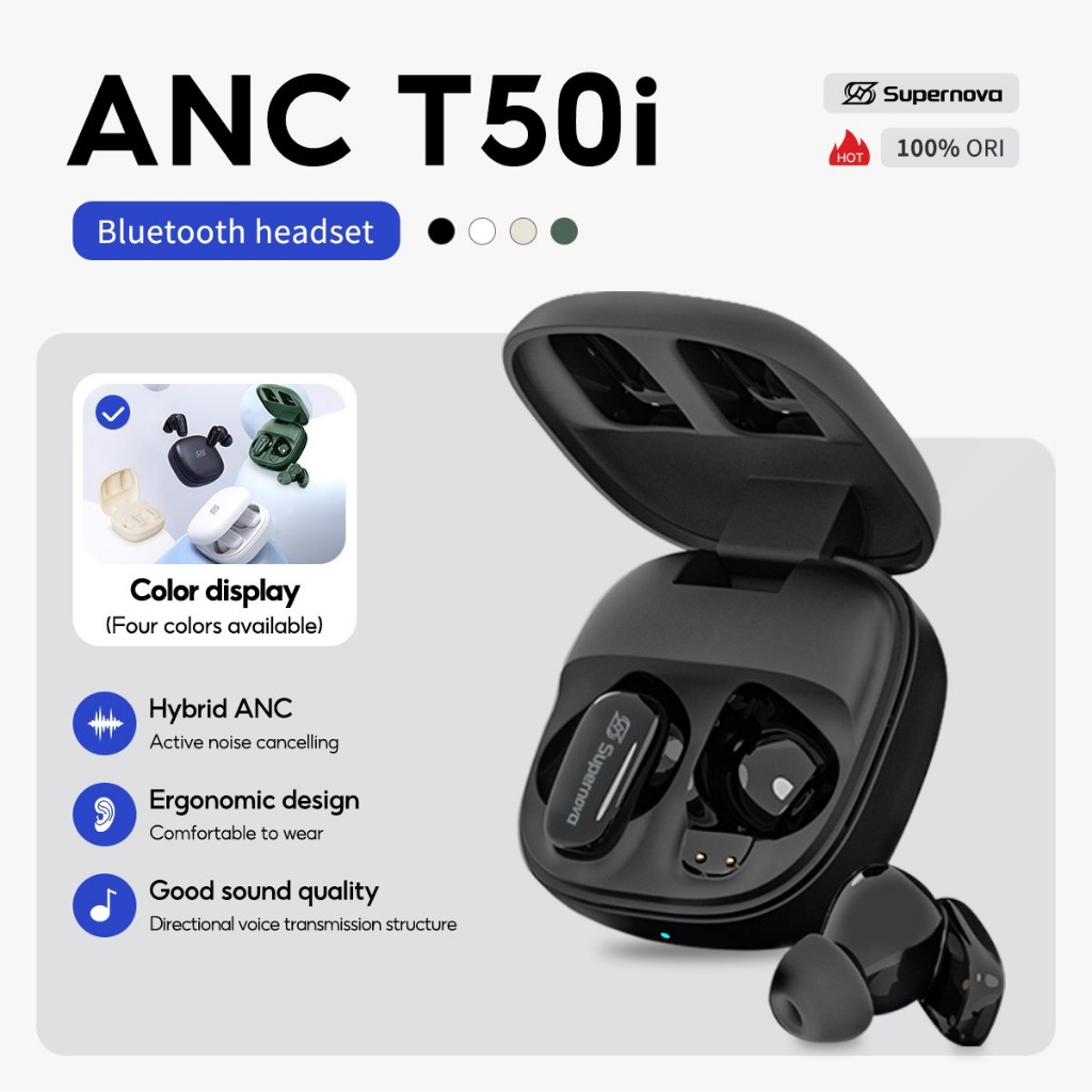 Jual Supernova ANC True Wireless TWS T50i Bluetooth Earphone Mini Earbuds HIFI Audio Ultra short ...