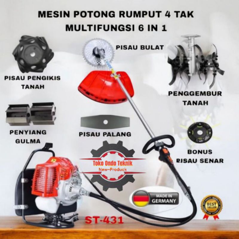 Jual Mesin Potong Rumput 4Tak Serbaguna 6-Mata Pisau Engine Bensin ...