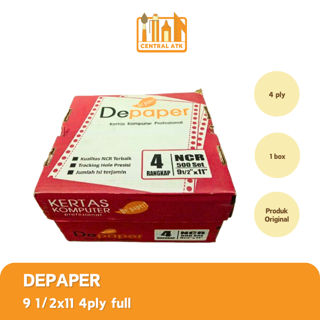 Jual KERTAS CONTINUOUS FORM DEPAPER 9 1/2x11 4 PLY FULL | Shopee Indonesia
