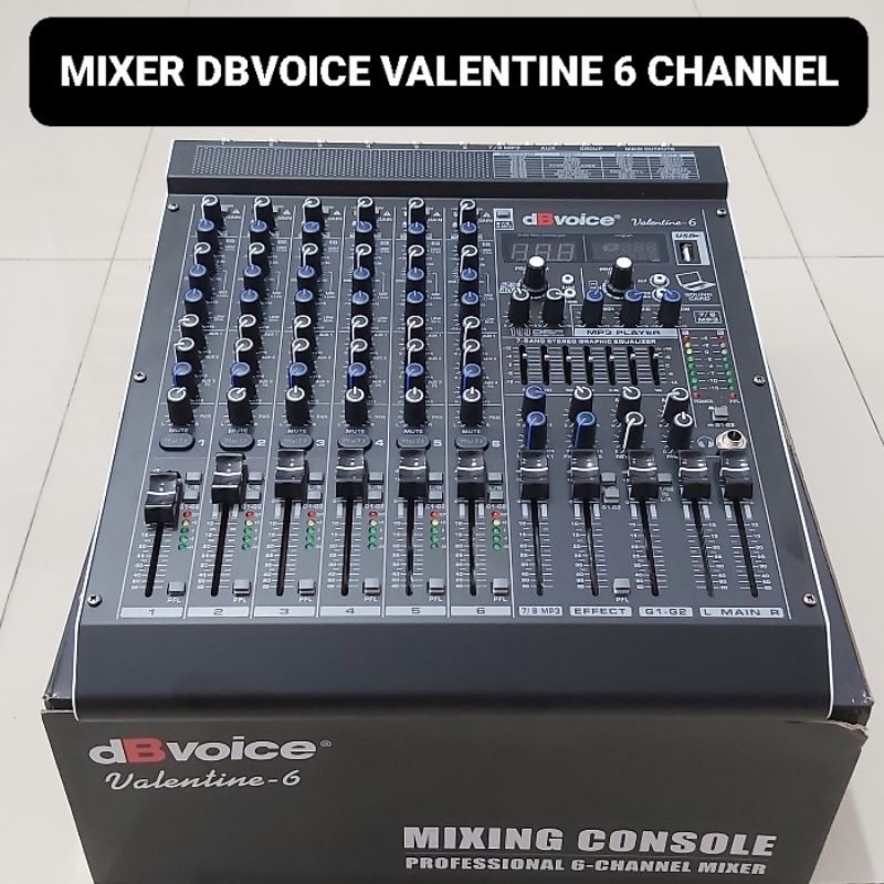 Jual DBVOICE Mixer Audio VALENTINE 6 Channel 199 DSP AUX 3 Plus ...
